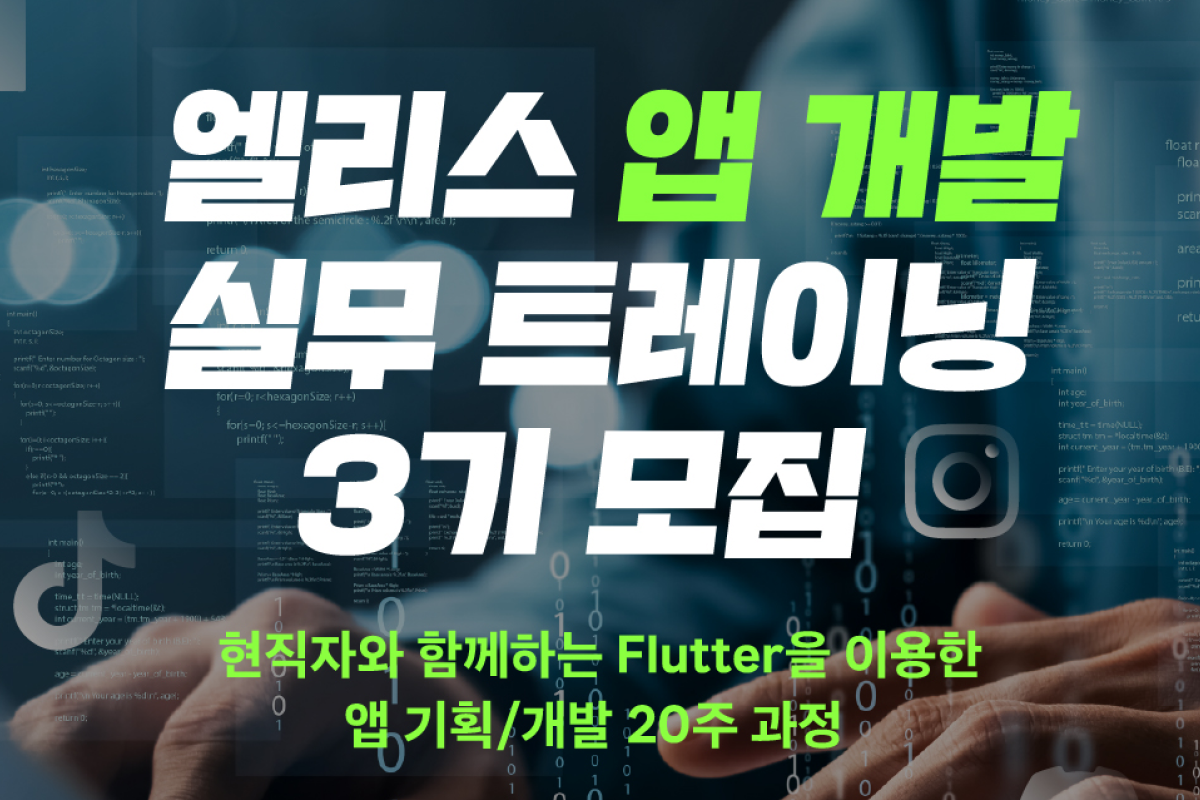 엘리스 앱 개발 실무 트레이닝 3기 모집 현직자와 함께 하는 Flutter 앱 기획개발 20주 과정